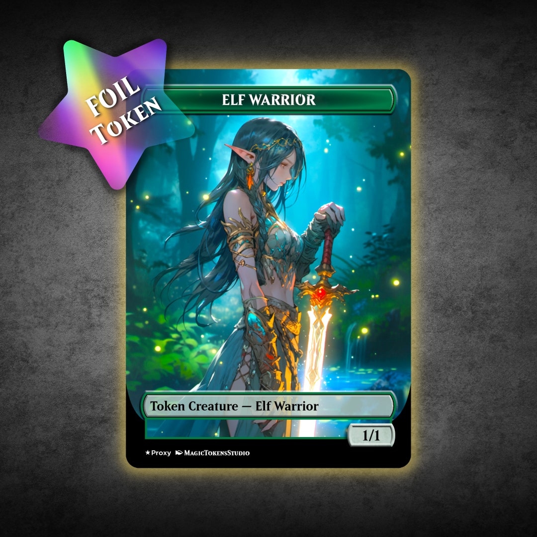 MTG Foil Elf Warrior Token Custom MTG Proxy Cards, Anime Magic Card ...