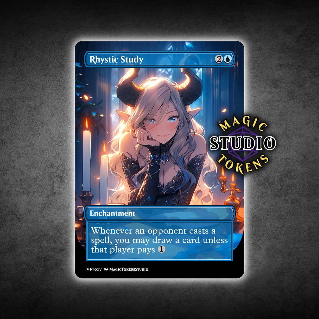 MTG Rhystic Study Anime Proxy Custom MTG Proxy Cards, Anime Alter ...