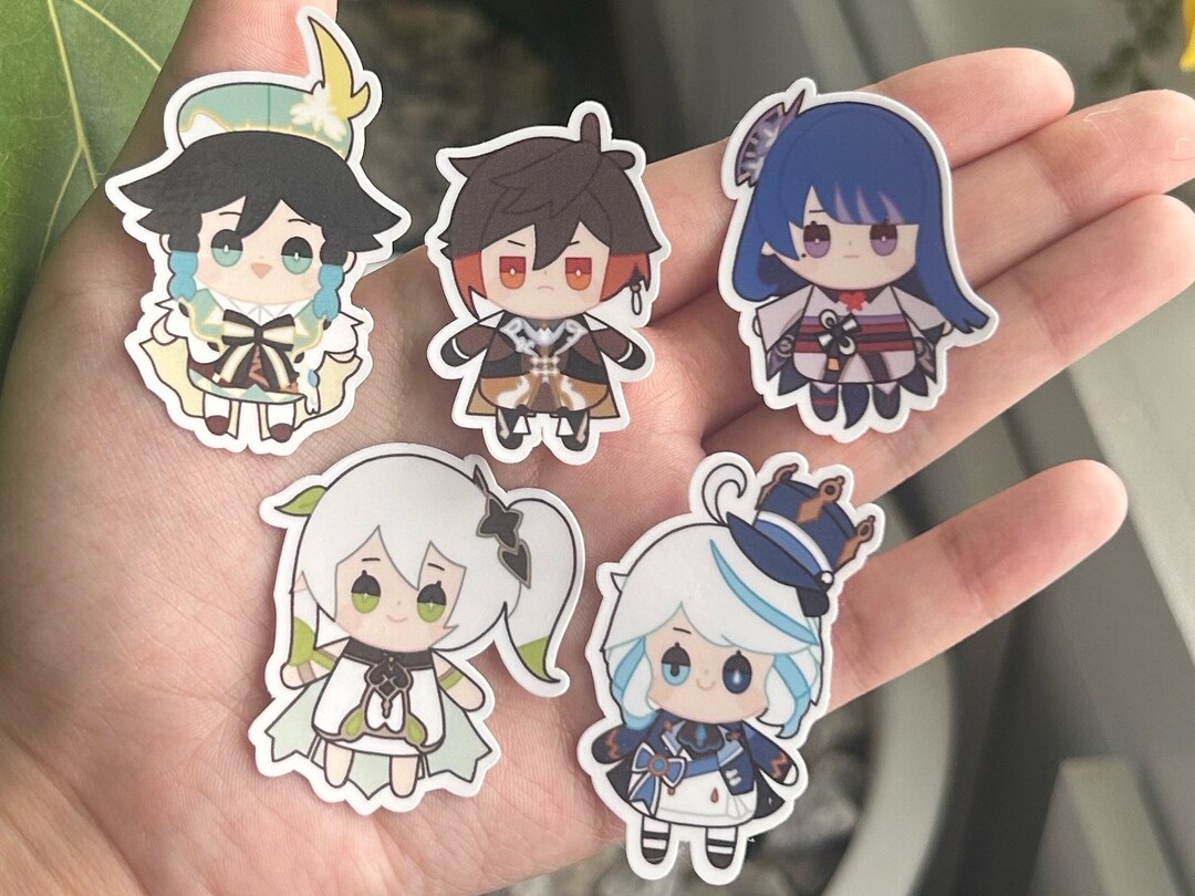 Archon Finger Puppet Stickers Genshin Impact Vinyl Glossy Holographic ...