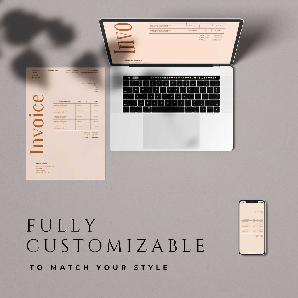EDITABLE INVOICE / Invoice Word / Word Editable Invoice: Modern and ...