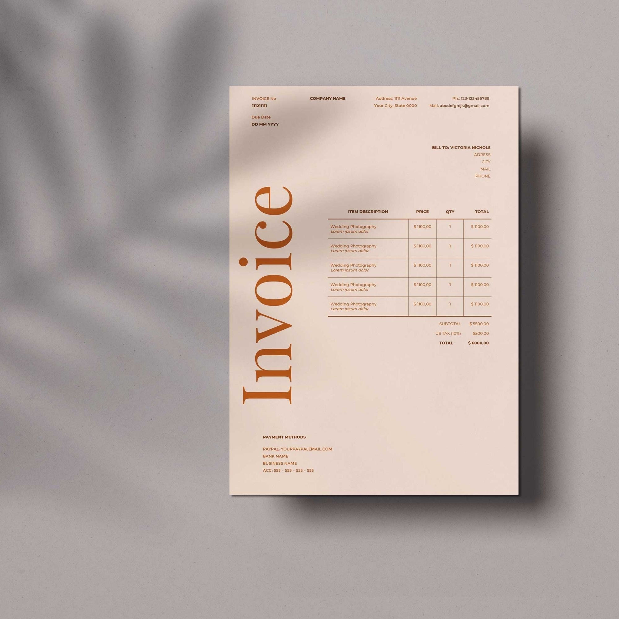 EDITABLE INVOICE / Invoice Word / Word Editable Invoice: Modern and ...