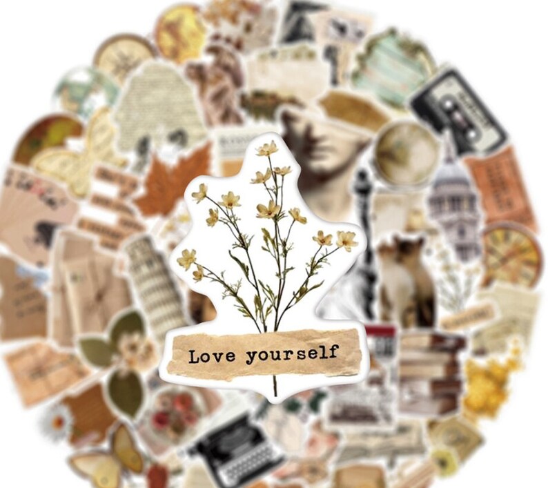 Cartoon Vintage Stickers Aesthetic Retro Decals Decorative DIY Toys ...