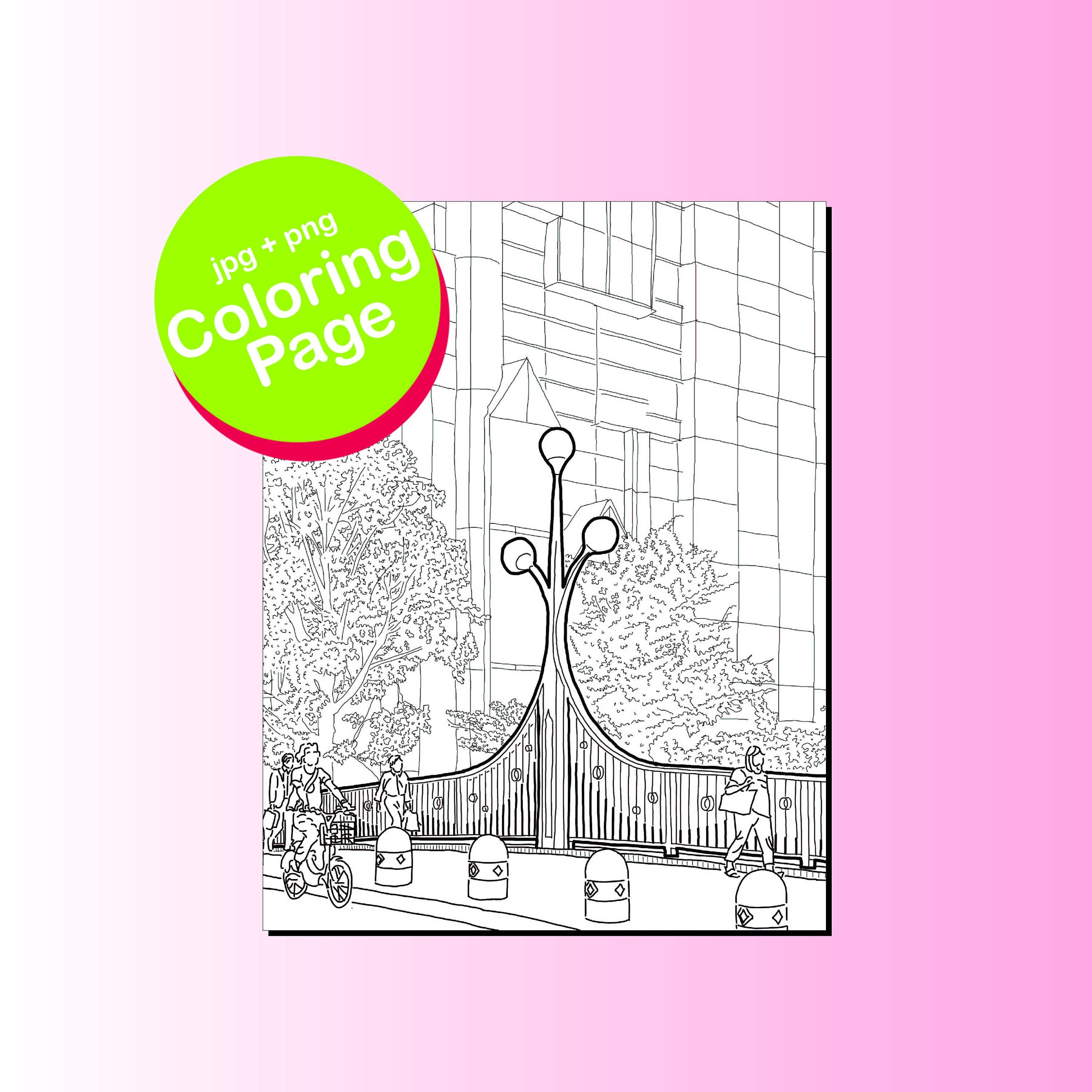 Architecture Urban Design Coloring Page, Streetlight in Japan Coloring ...