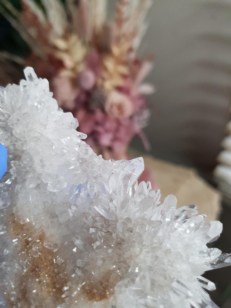 Clear Quartz Crystal Cluster – Needle Points, Rainbows, Natural Mineral ...