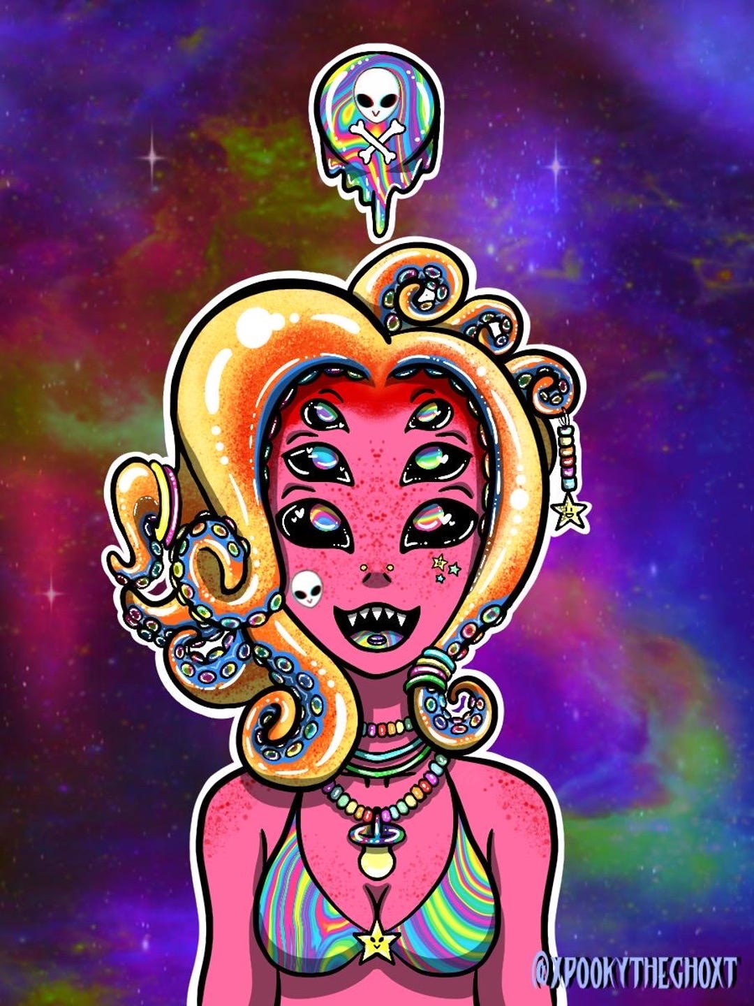 Psychedelic Rave Alien Girl Glitter Sticker, Molly - Etsy