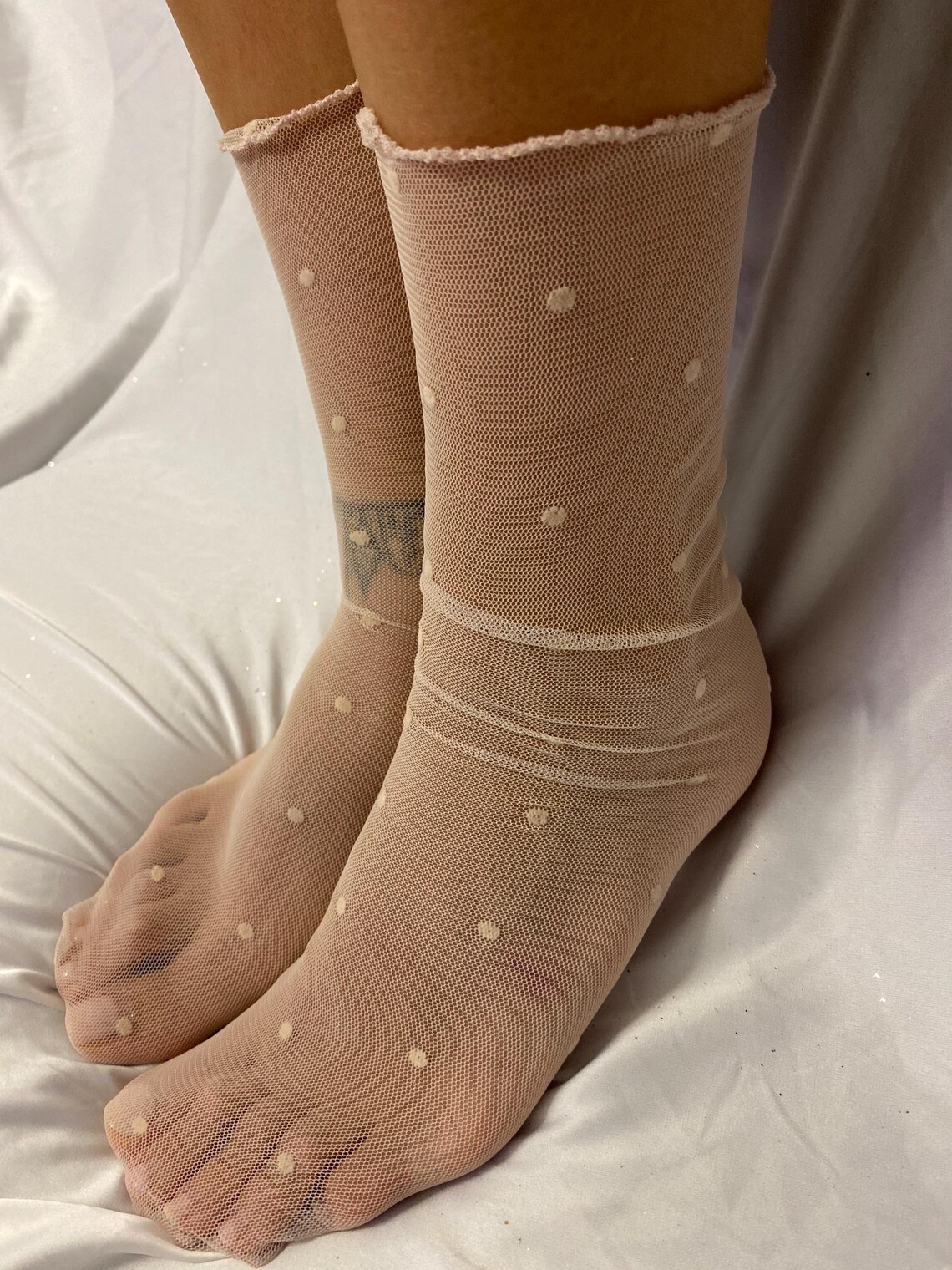 Tulle Spotted Socks With Socks, Sheer Tulle Socks, Bell Socks, Ankle ...
