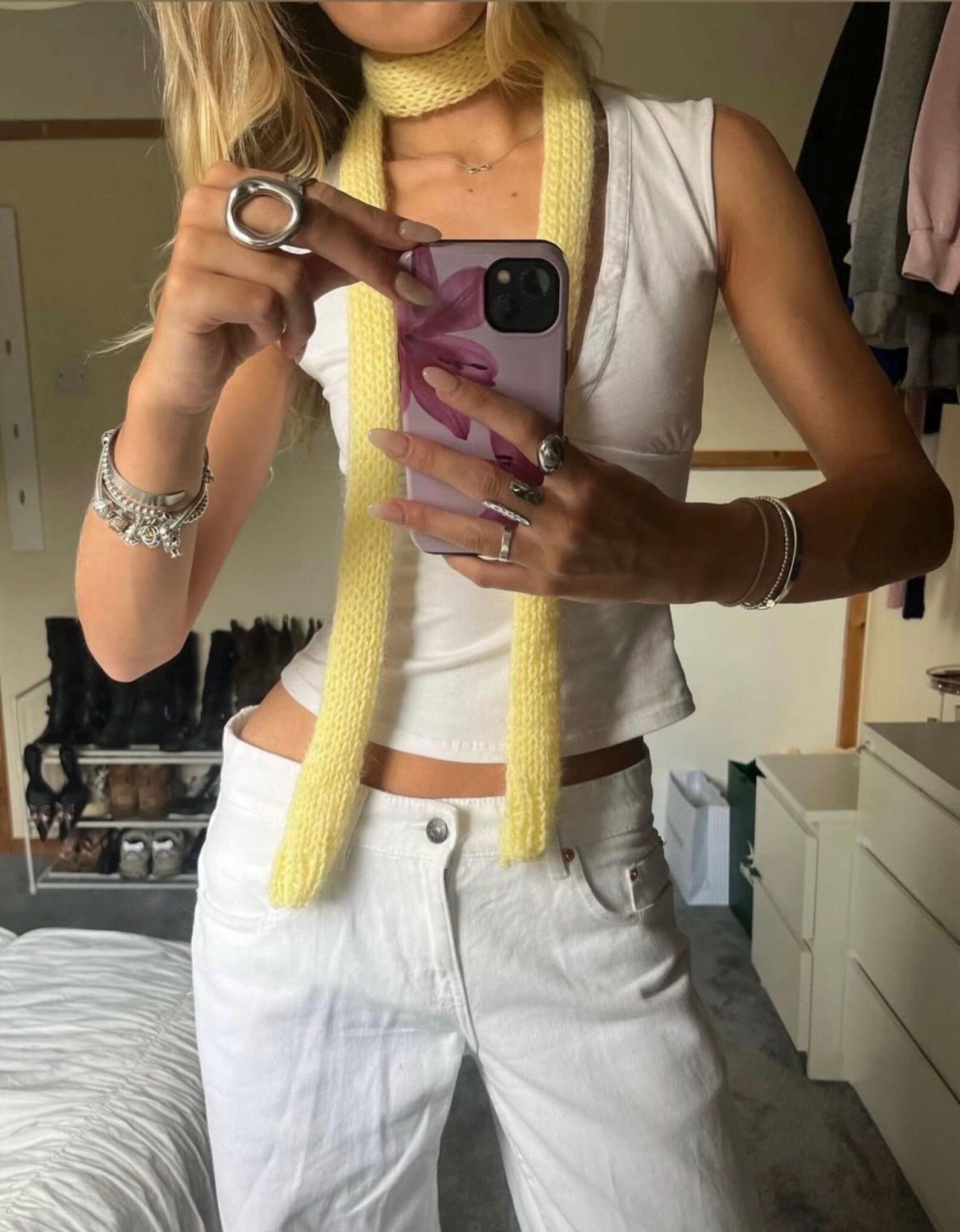 Skinny Yellow Mohair Scarf, Knitted Skinny Scarf, Stylish Mohair Scarf ...
