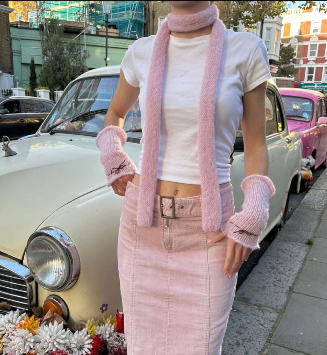 Skinny Mohair Scarf, Knitted Skinny Scarf, Stylish Mohair Scarf, Thin ...