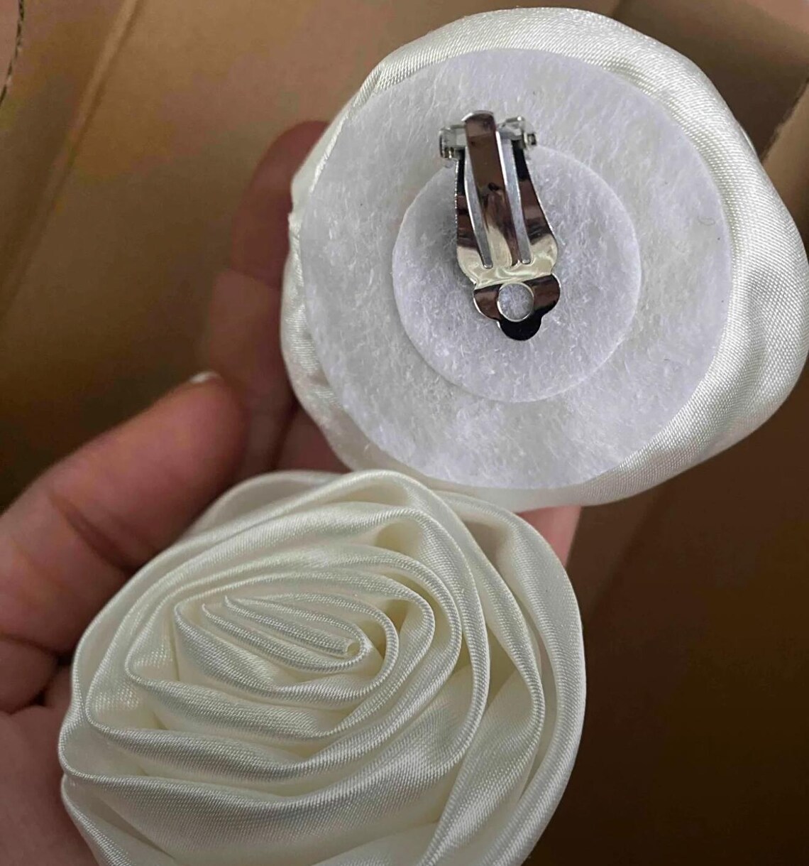 Satin Fabric Flower Shoe Clips for Women, Handmade Fabric Faux Peonies ...