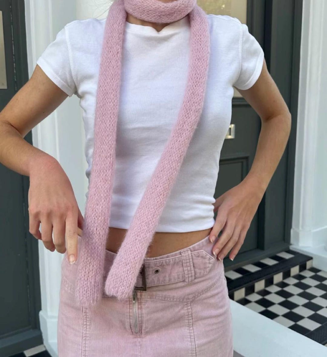 Skinny Mohair Scarf, Knitted Skinny Scarf, Stylish Mohair Scarf, Thin ...