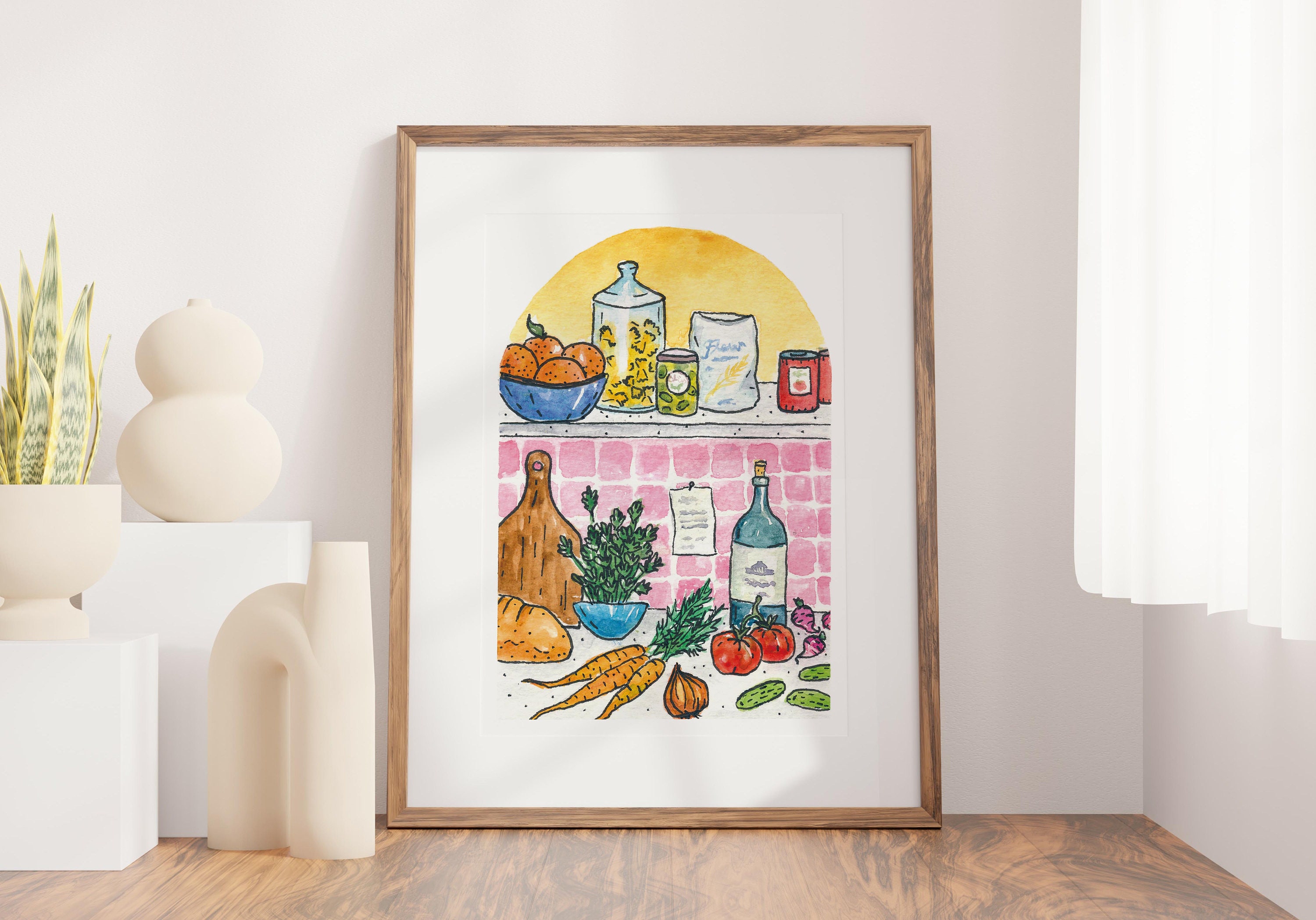 Kitchen Poster, Watercolor Painting, Food Art Poster, Colorful Wall Art ...
