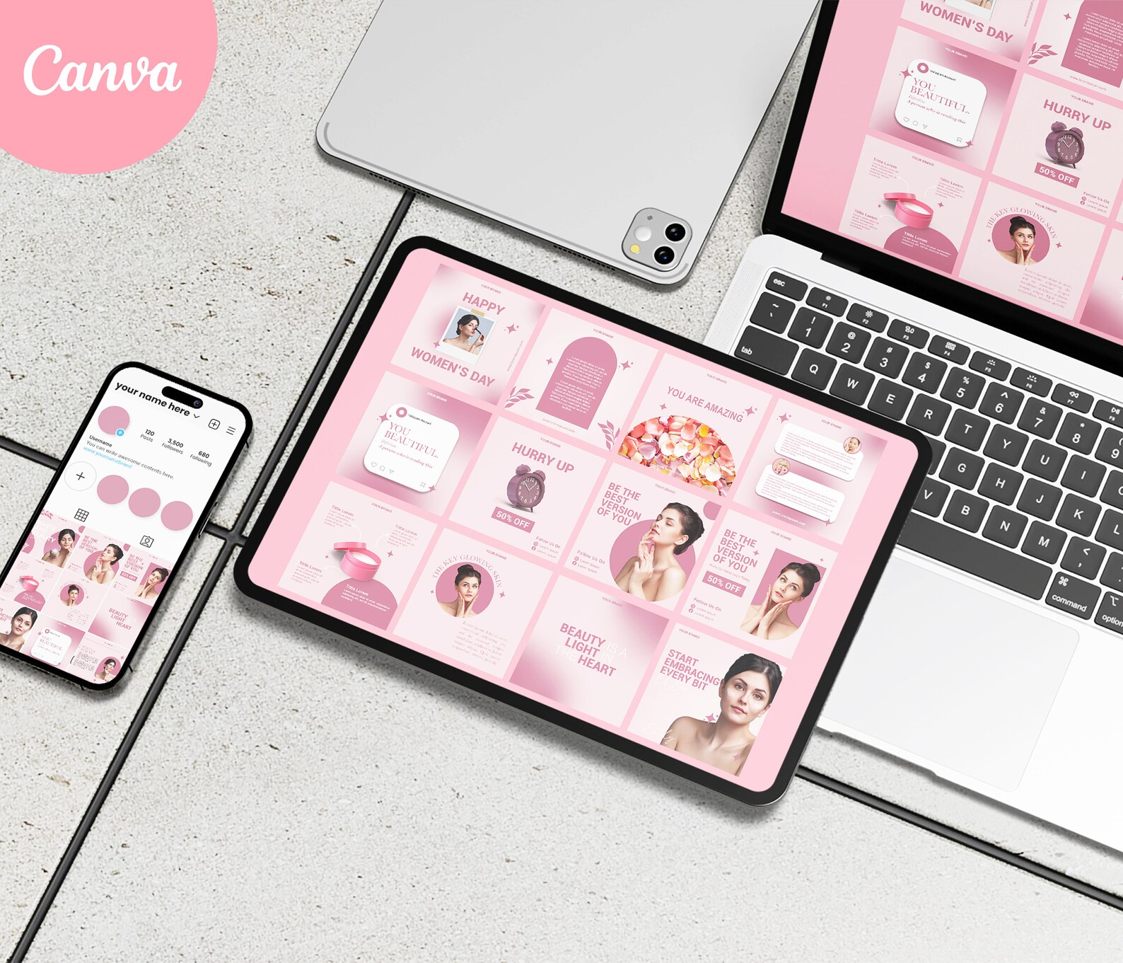 Instagram Templates Dusty Pink for Skincare Cosmetic Wellness - Etsy