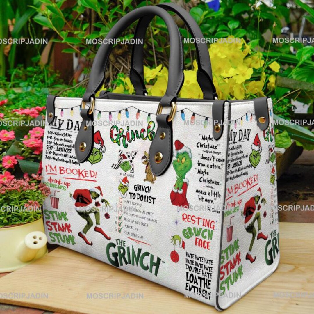 Grinch Christmas Leather Bag,grinch Lover's Handbag,grinch Woman Purse ...