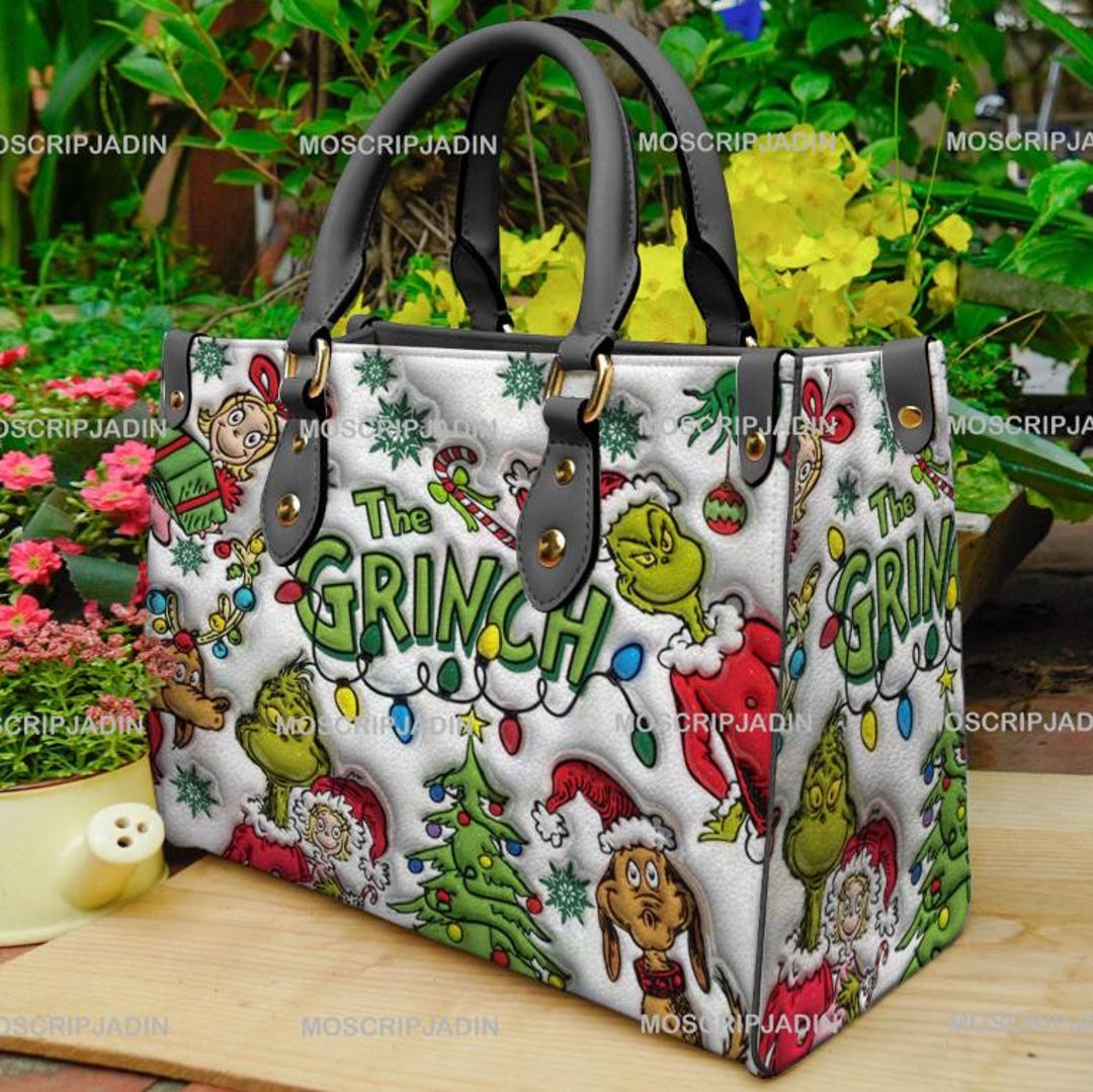 Grinch Leather Handbag, Grinch Christmas Lover's Handbag,grinch Woman ...
