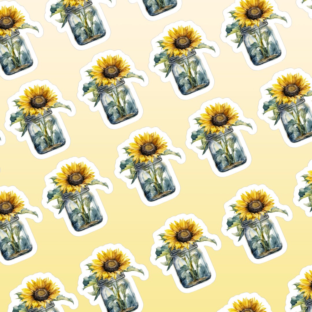 Sunflowers in a Jar Sticker - Etsy