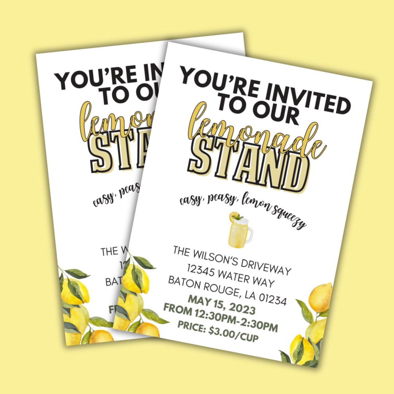 Editable Lemonade Stand Flyer Template, Lemonade Sale Sign Printable ...