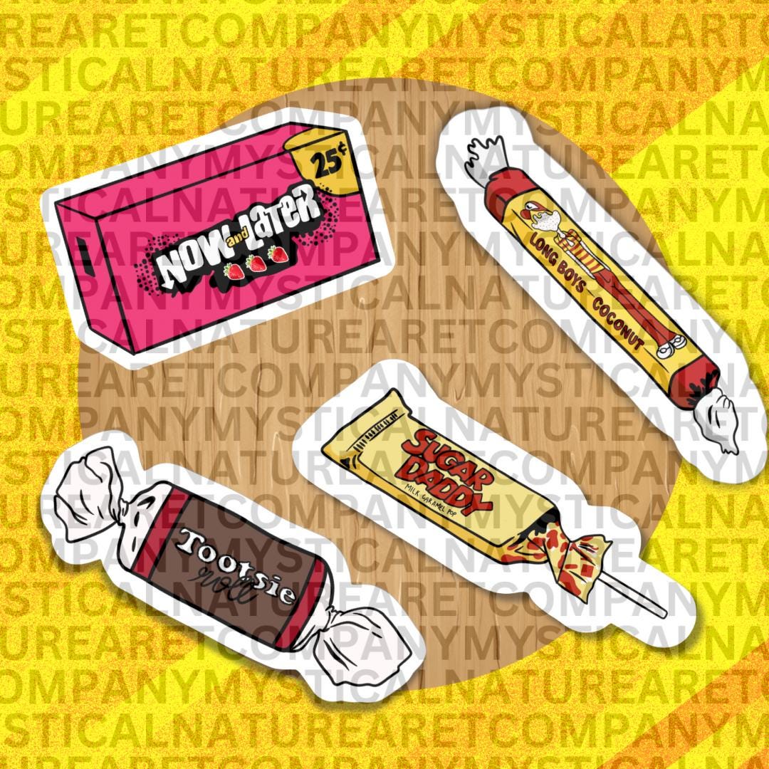 Vintage Chocolate Candy Sticker Bundles, Tootsie, Now Later Strawberry ...
