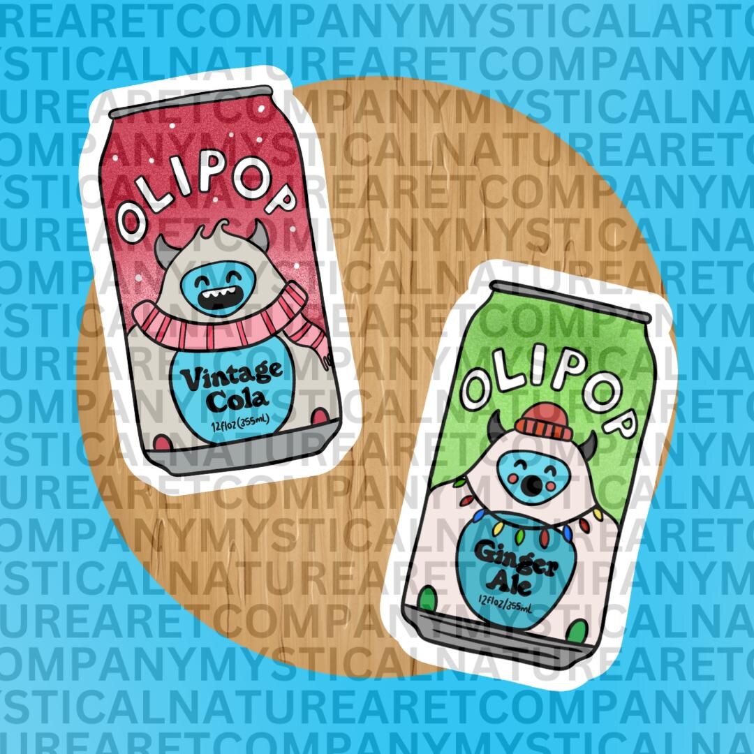 Yeti Olipop Stickers, Soda Can Sticker, Abominable Snowman Drink ...