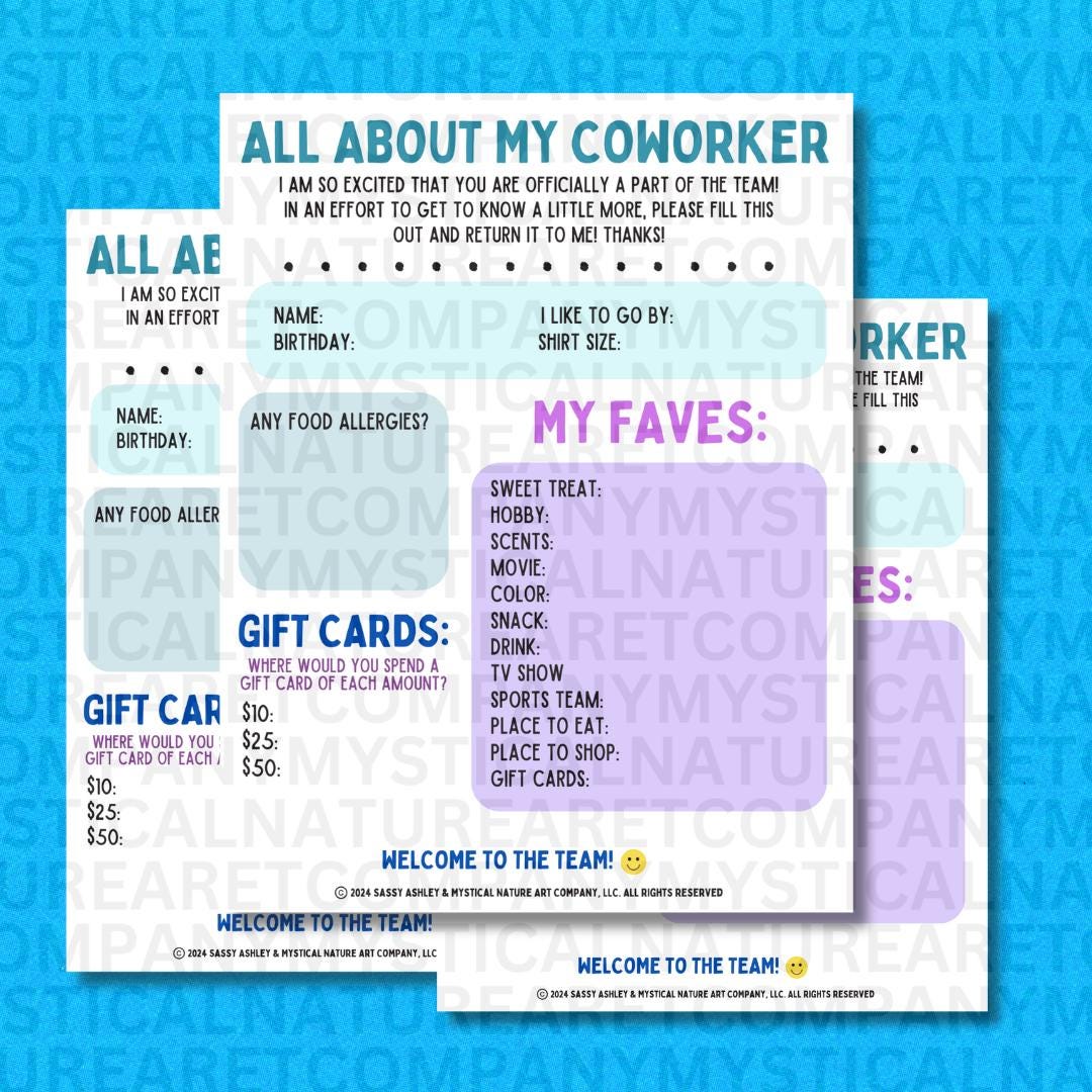 2PCS Printable All About My Coworker, Getting to Know New Employee ...