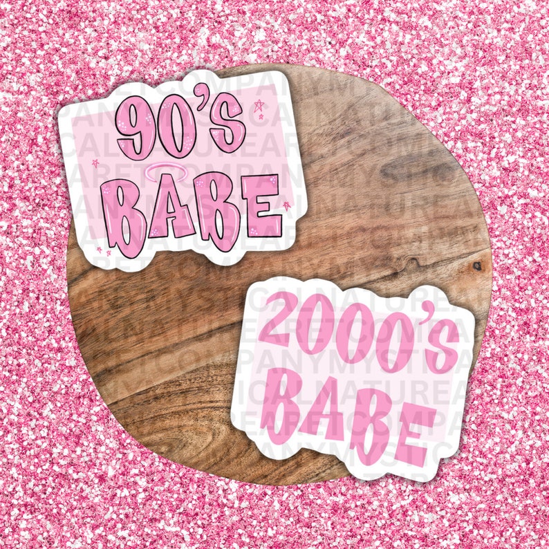 90's Baby Pink Stickers, 2000's Baby Pink Stickers, Y2K Font Pink ...