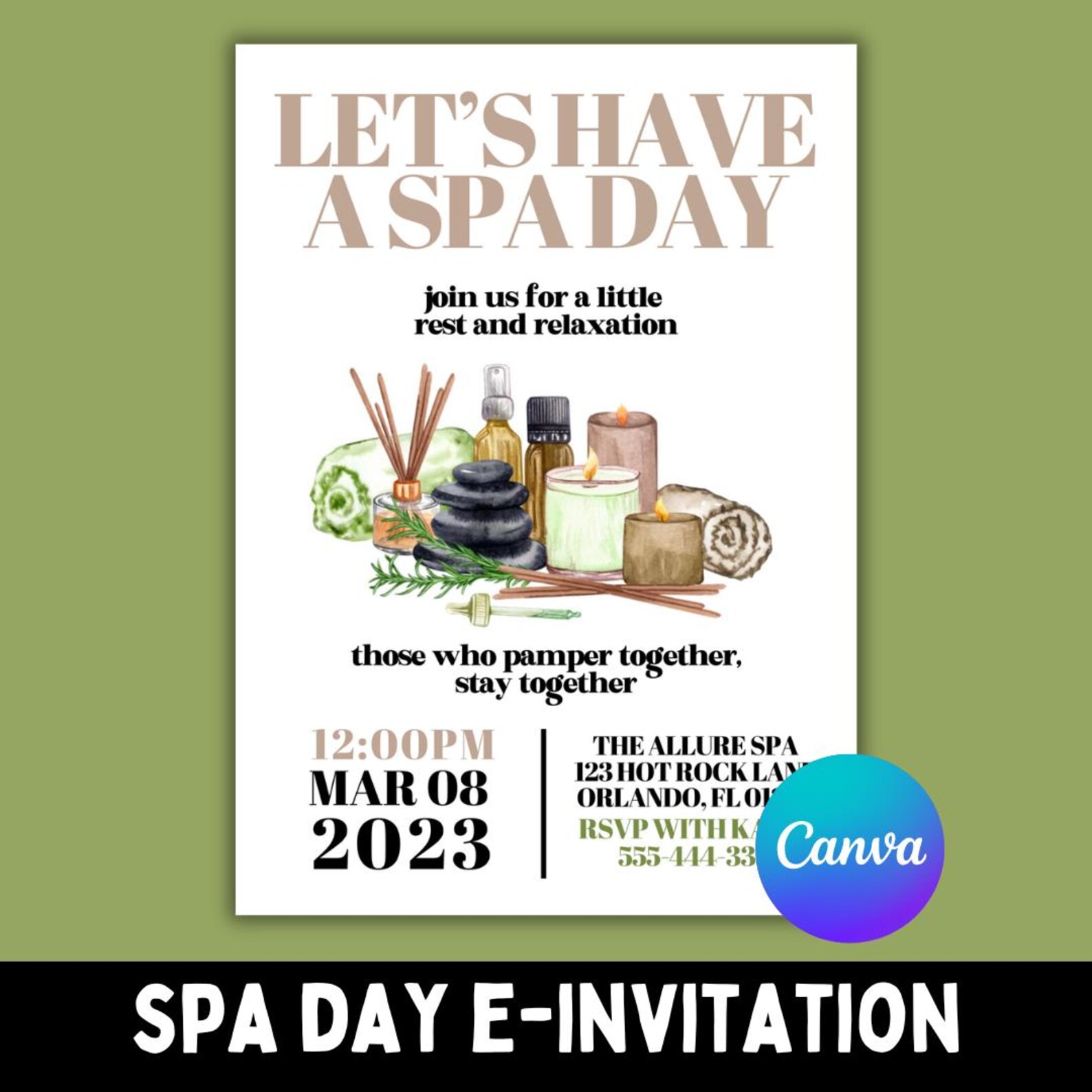 2PCS Girls Spa Birthday Digital Invitation, Spa Day Party, Pamper Party ...