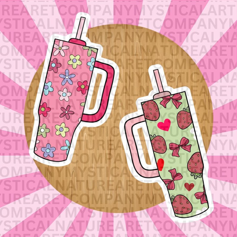 Floral Stanley Cup Sticker, Fruit Strawberry Stanley Water Bottle Vinyl ...