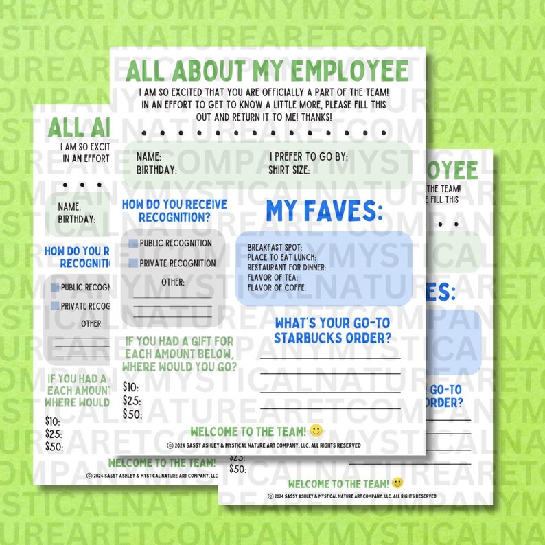 2PCS Printable All About My Coworker, Getting to Know New Employee ...