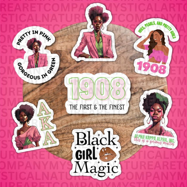 AKA Sorority Stickers, Pink and Green Sorority Gift, Alpha Kappa Alpha ...