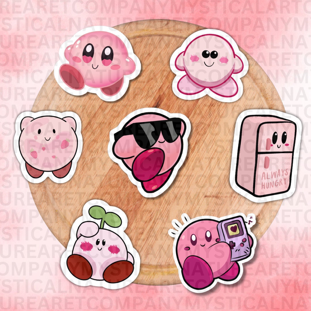 Kirby Stickers, Kirby Variety Pink Stickers, Pink Fridge, Plant, Gaming ...