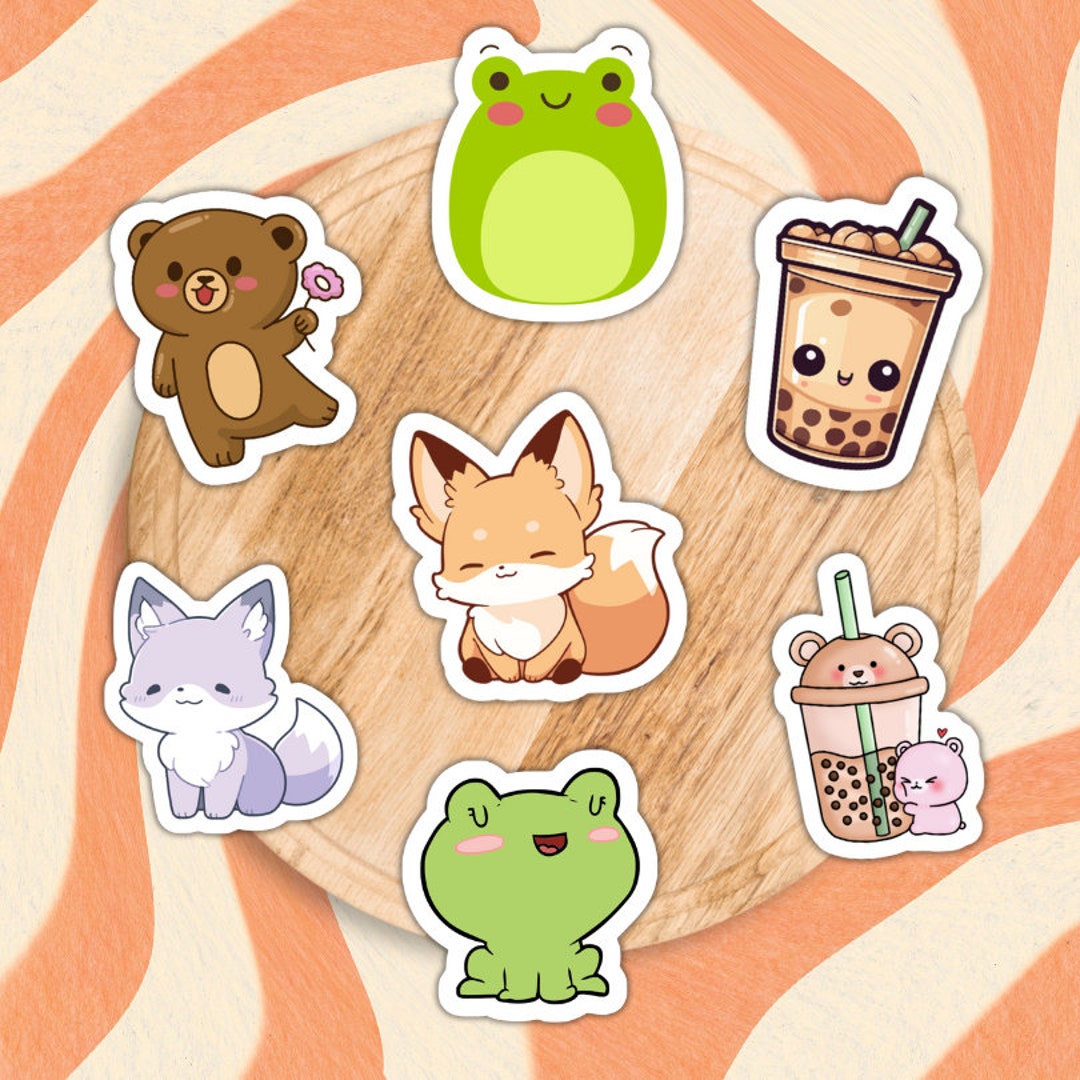 Kawaii Fox, Boba Tea, Kawaii Animals Stickers, Kawaii Bear Sticker ...