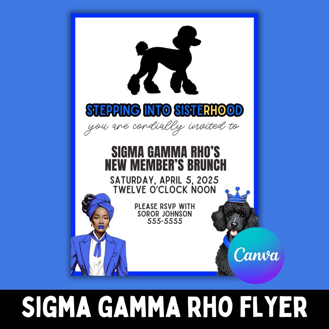 Sigma Gamma Rho Invitation, Sigma Brunch Flyer, Sorority Blue White ...