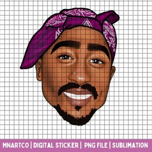 Tupac Shakur Digital Sticker, Purple Bandana, PNG File, California Love ...