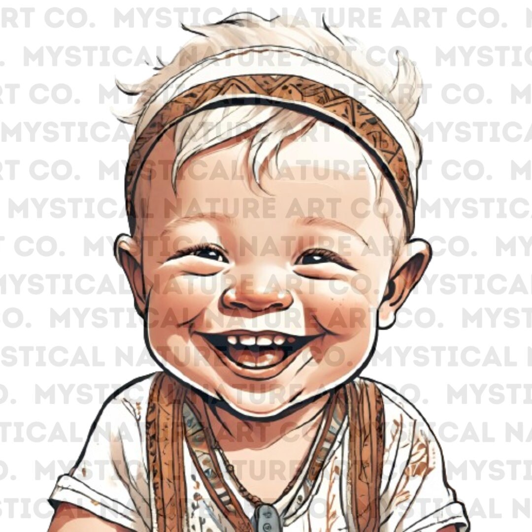 Baby Bohemian Clipart Tribal Babies PNG Boho Watercolor - Etsy