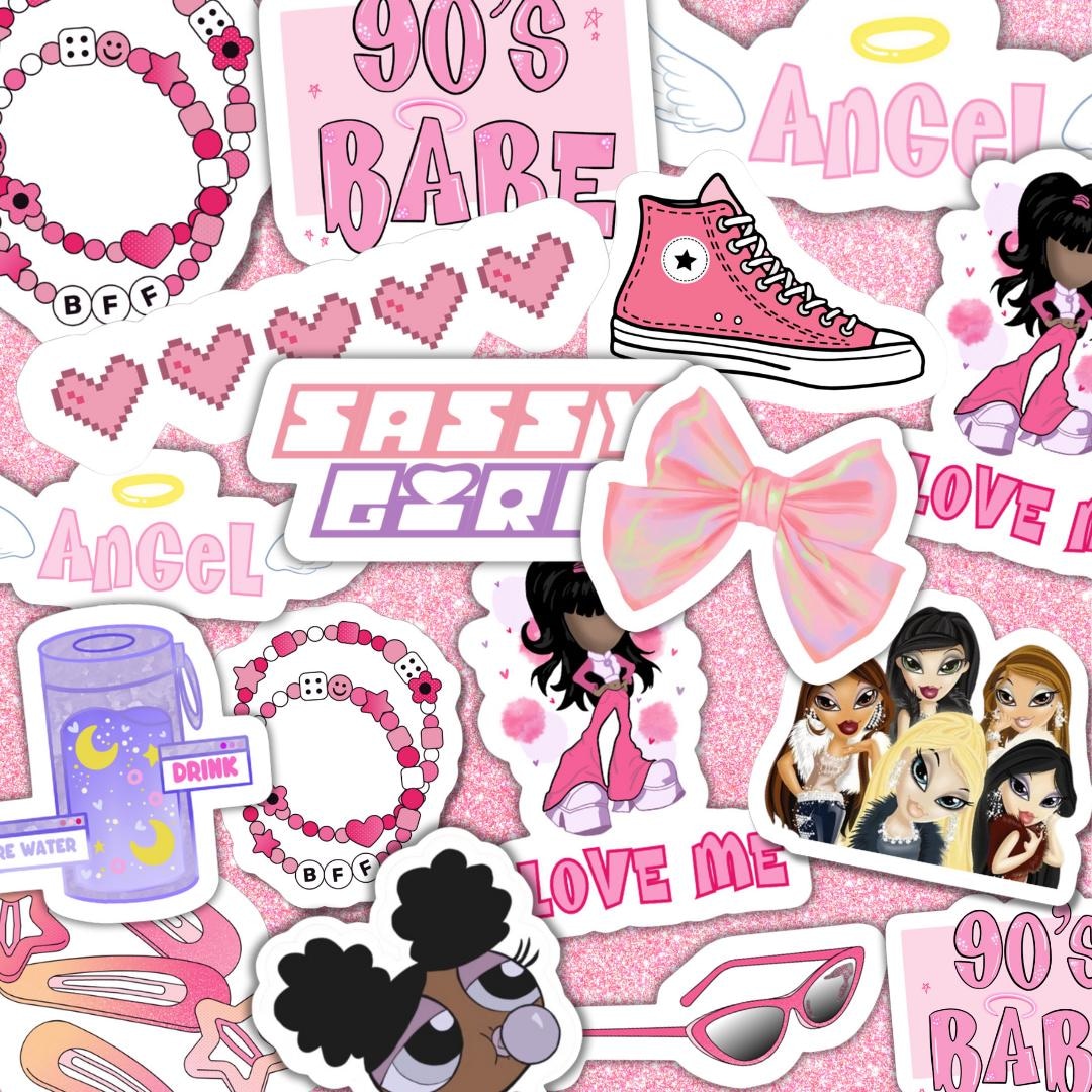 40 PCS Pink Y2K Sticker Bundle, Year 2000, 90s Stickers, Nostalgic ...