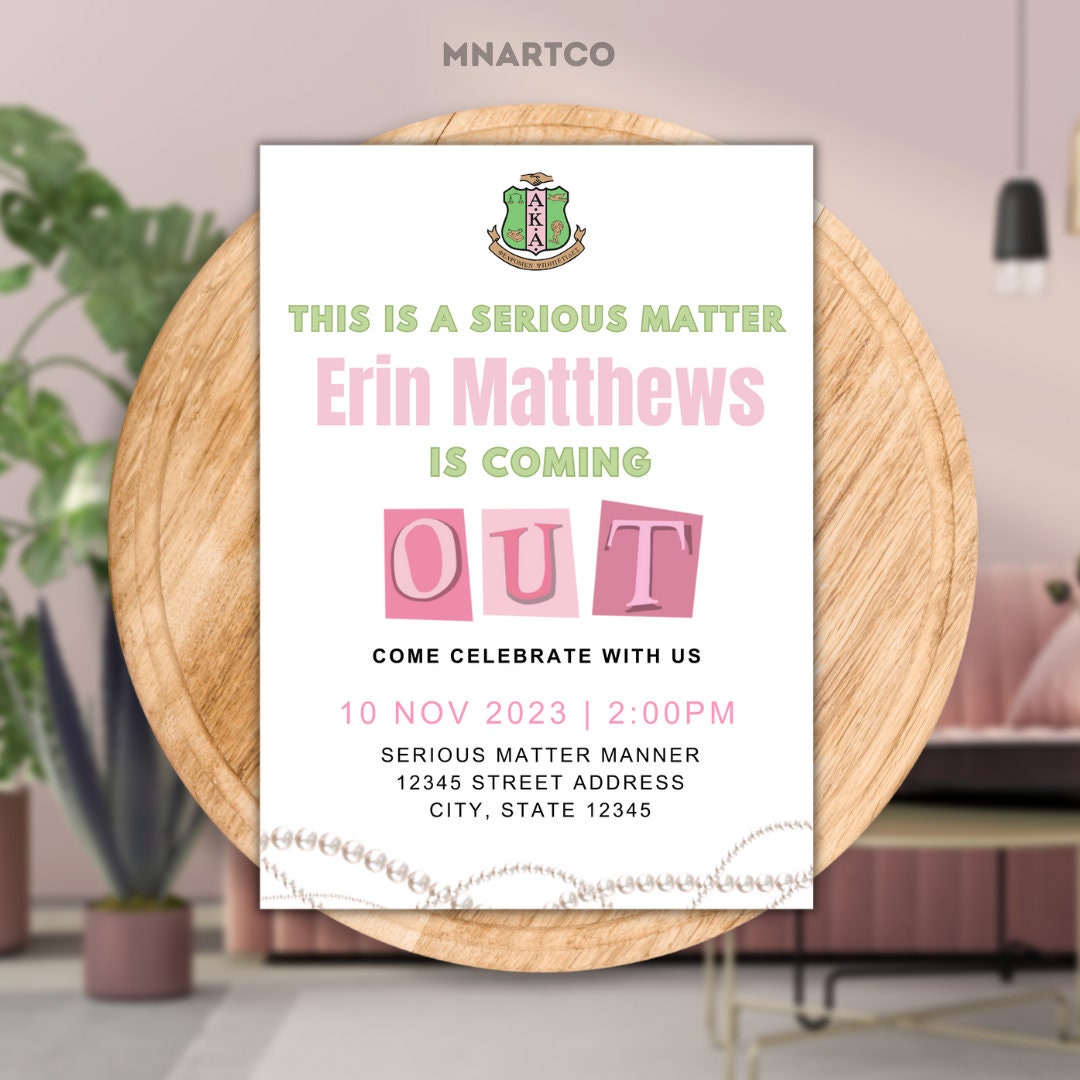 AKA Coming Out Party Evite, Electronic AKA Party Invitation, AKA ...