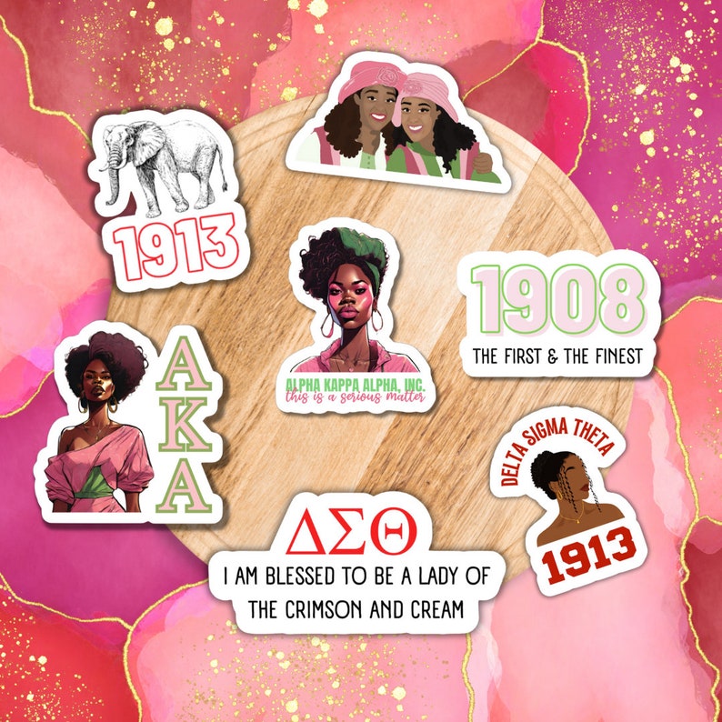 7 PCS AKA and Delta Sigma Theta Sticker Pack, HBCU Sorority Stickers ...