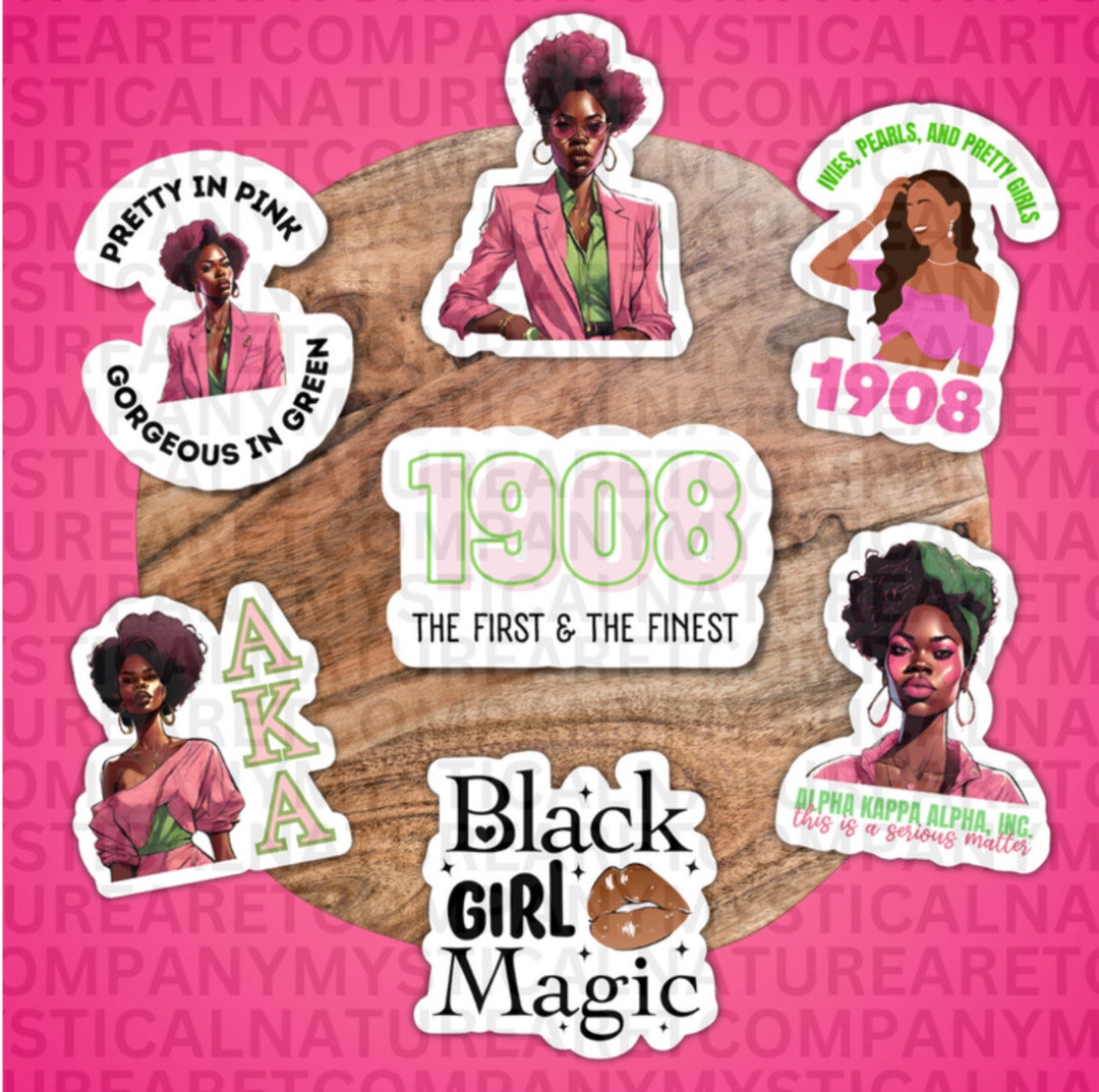 AKA Sorority Stickers, Pink and Green Sorority Gift, Alpha Kappa Alpha ...