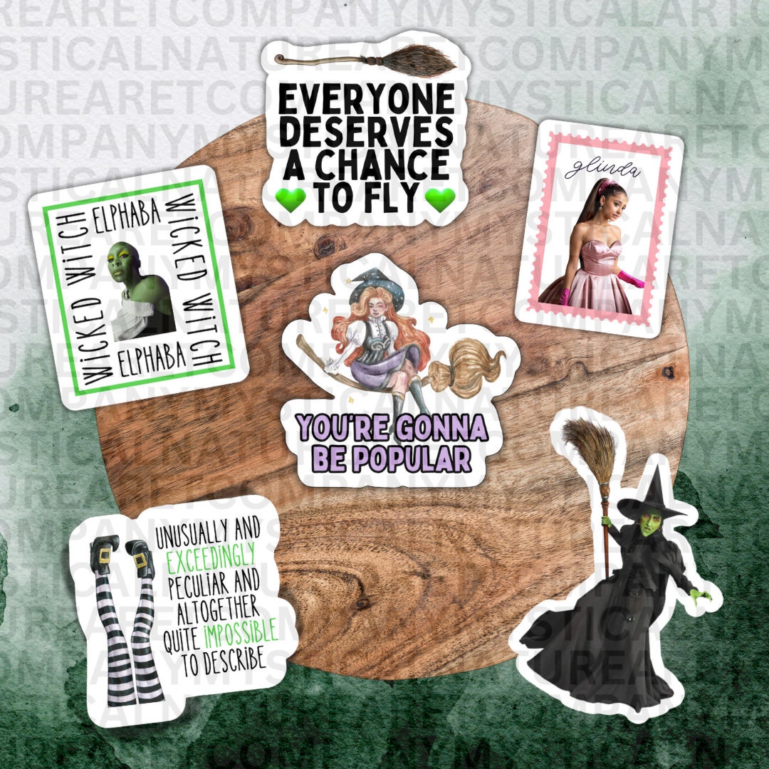 Wicked Witch Stickers, Glinda, Elphaba, Popular, Green and Pink, Movie ...