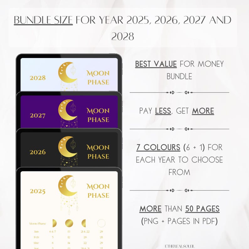 Moon Phase Calendar 2025, 2026, 2027, 2028 Lunar Calendar, Moonphases ...