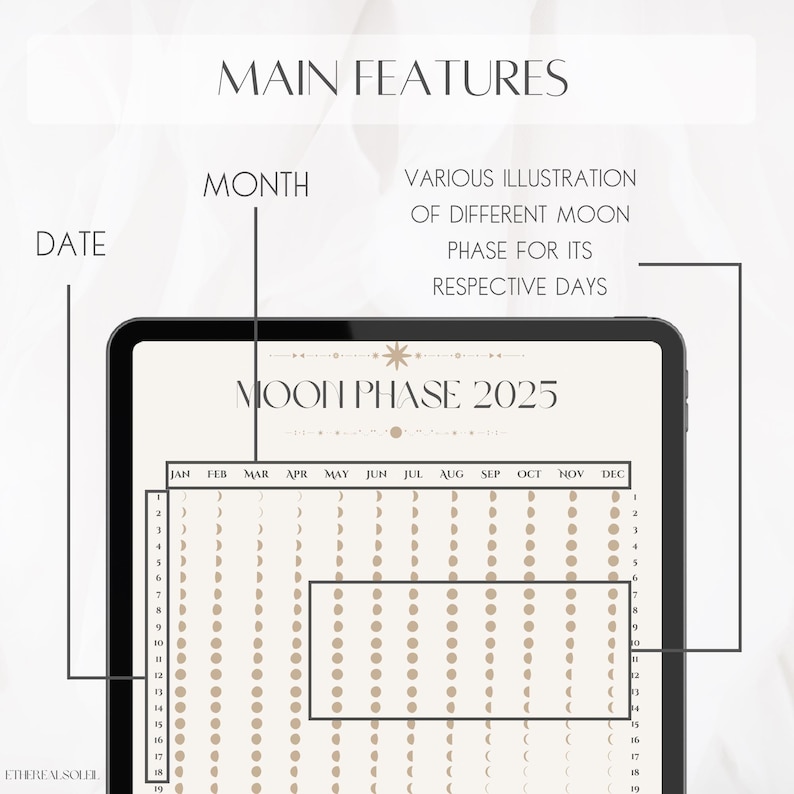 Moon Phase Calendar 2025, 2026, 2027, 2028, Lunar Calendar, Moonphases ...