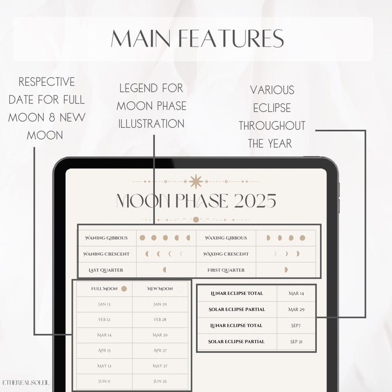 Moon Phase Calendar 2025, 2026, 2027, 2028, Lunar Calendar, Moonphases ...