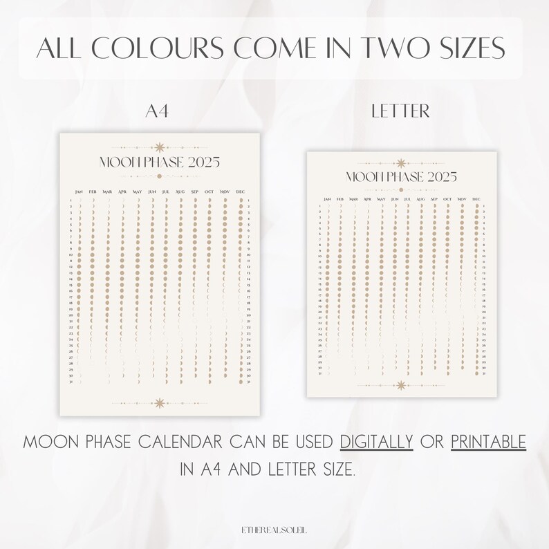 Moon Phase Calendar 2025, 2026, 2027, 2028, Lunar Calendar, Moonphases ...
