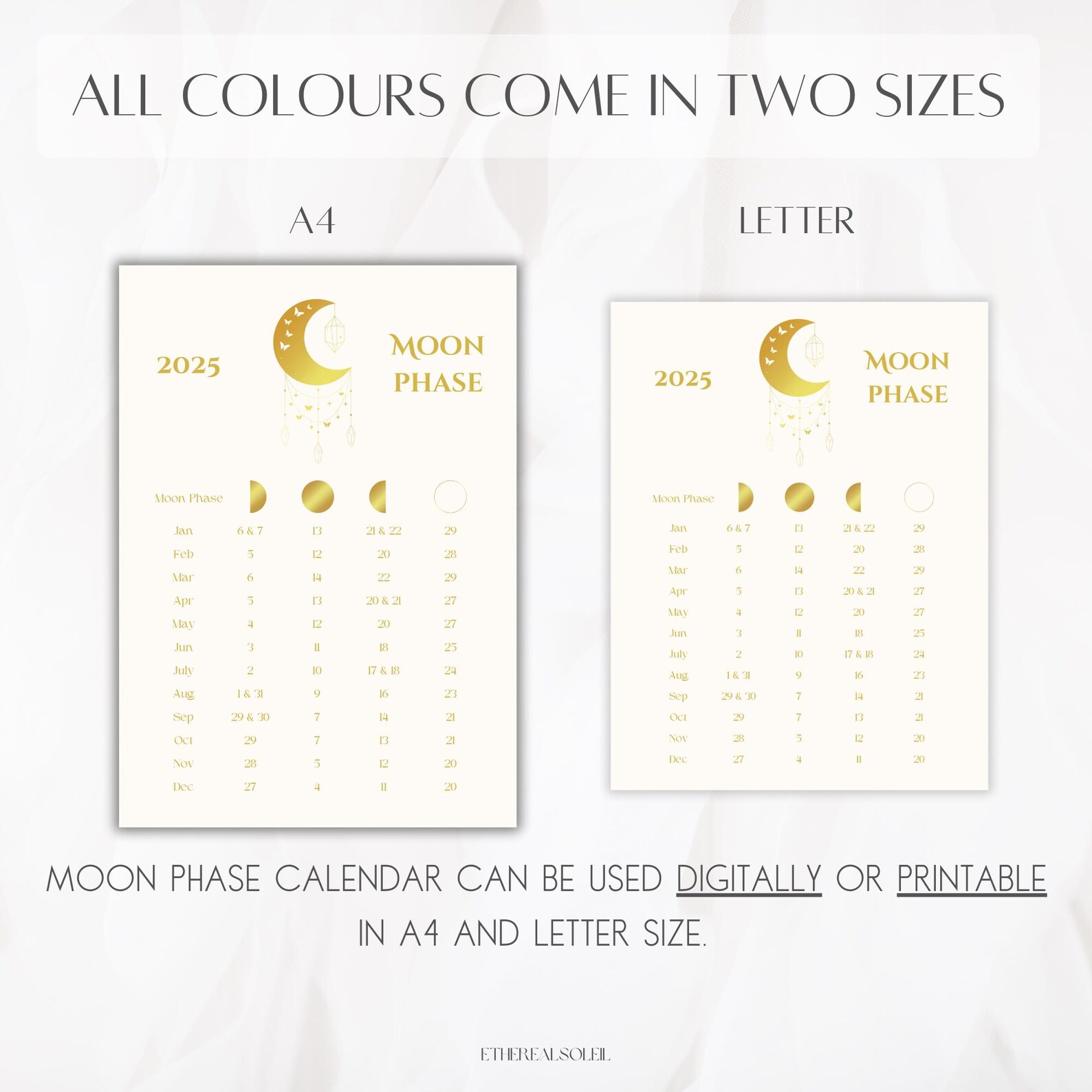 Moon Phase Calendar 2025, 2026, 2027, 2028 Lunar Calendar, Moonphases ...