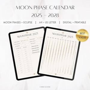 Moon Phase Calendar 2025, 2026, 2027, 2028, Lunar Calendar, Moonphases ...