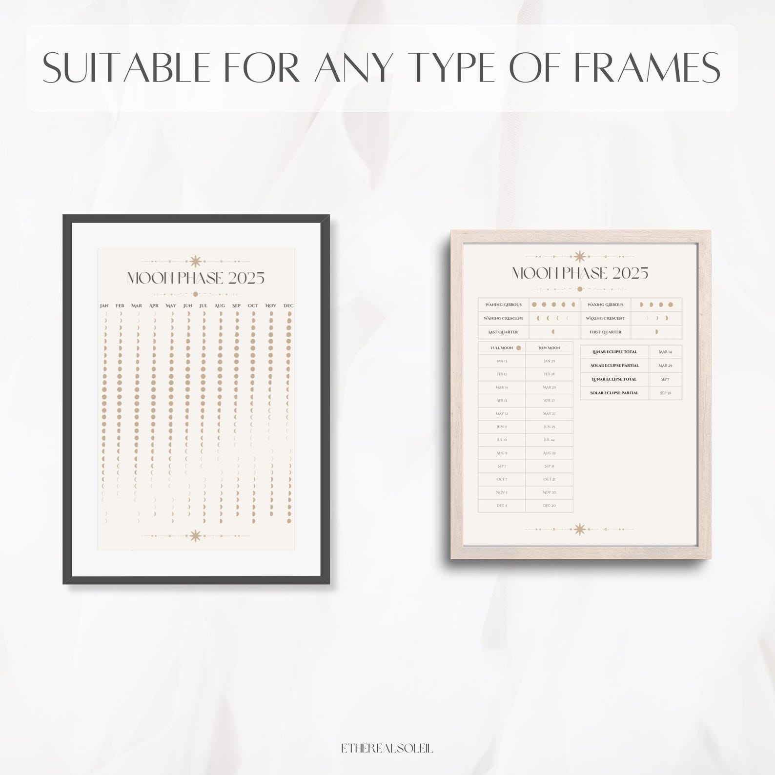 Moon Phase Calendar 2025, 2026, 2027, 2028, Lunar Calendar, Moonphases ...