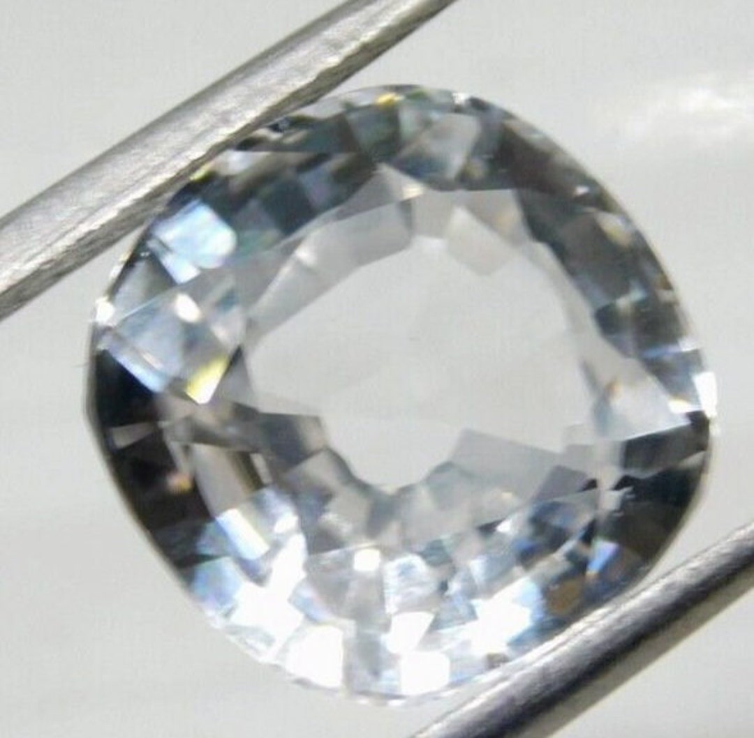 8.70ct AAA Certified Natural Ceylon White Sapphire Cushion Cut, Fine ...