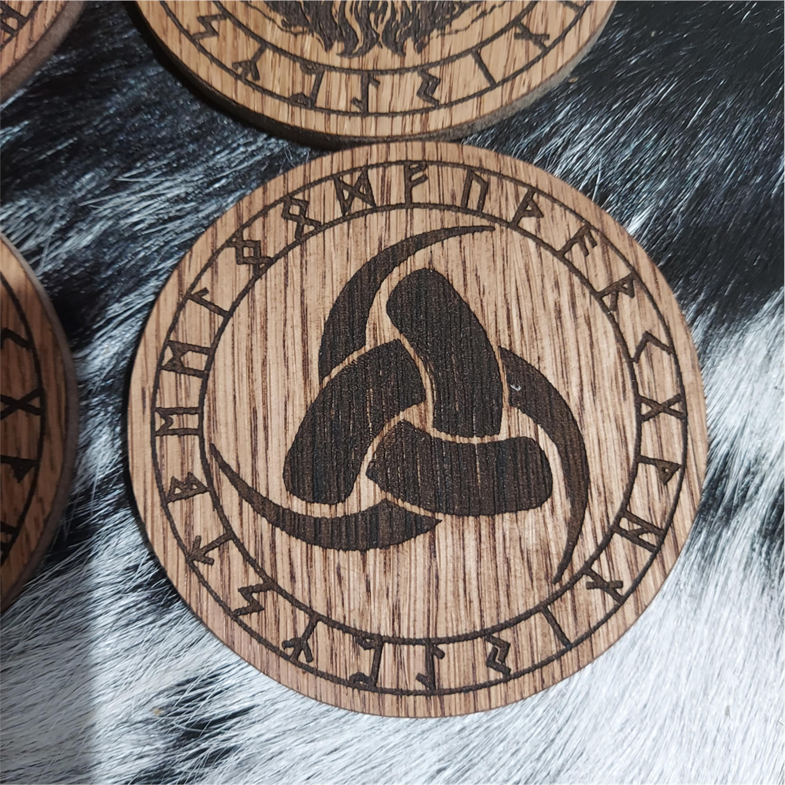 Norse Coasters Viking Oak Coaster Valknut Vegvisirthors - Etsy UK