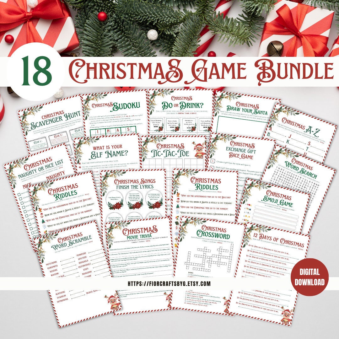 Printable Christmas Game Bundle Christmas Game for Adults - Etsy