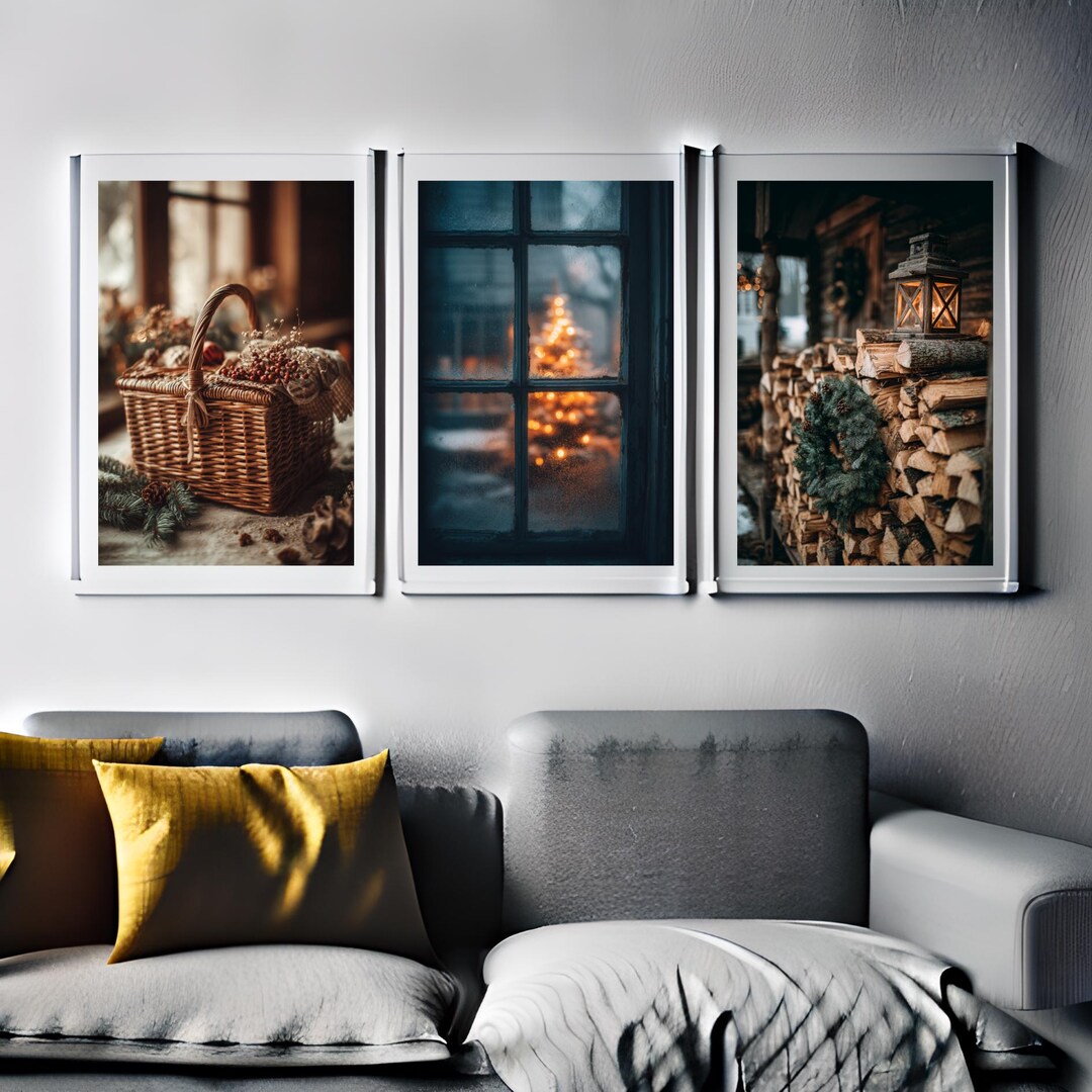 Cozy Winter Moments Christmas Poster Set - Moody Holiday Decor ...
