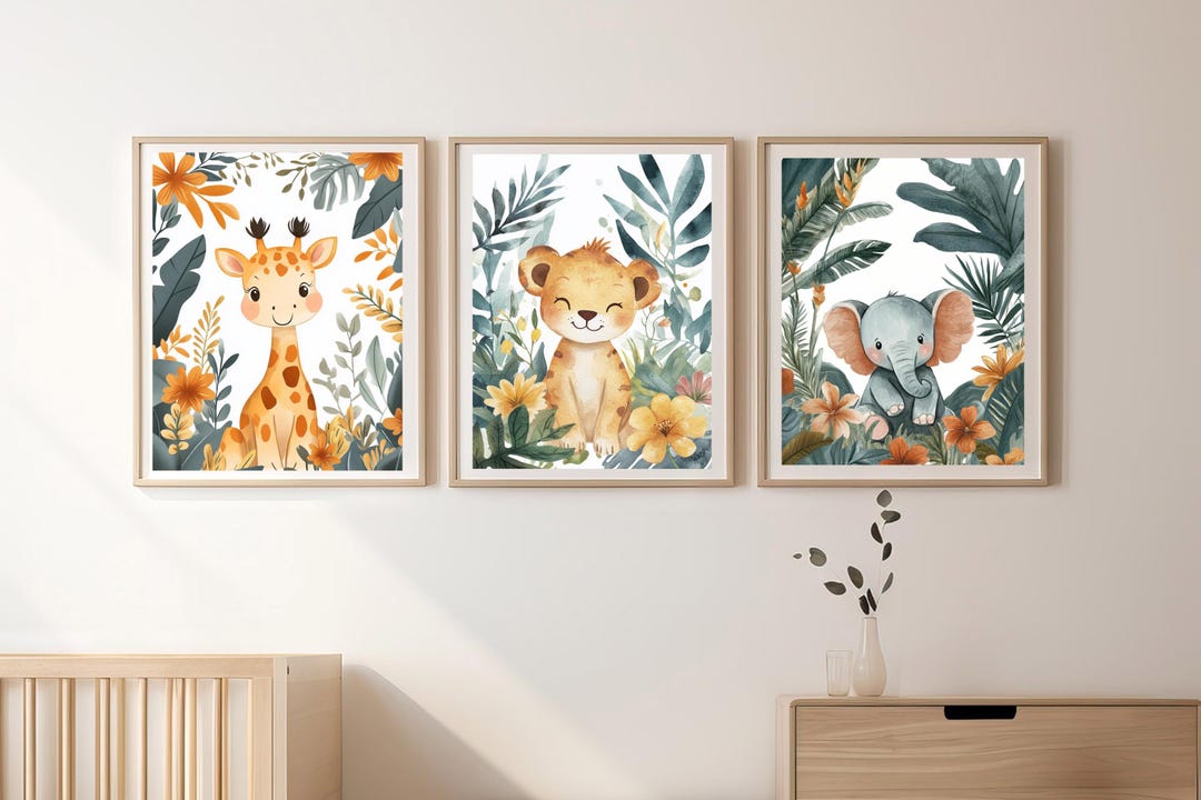 Jungle Theme Safari Animal Poster Set Jungle Nursery Room Decor Wall ...